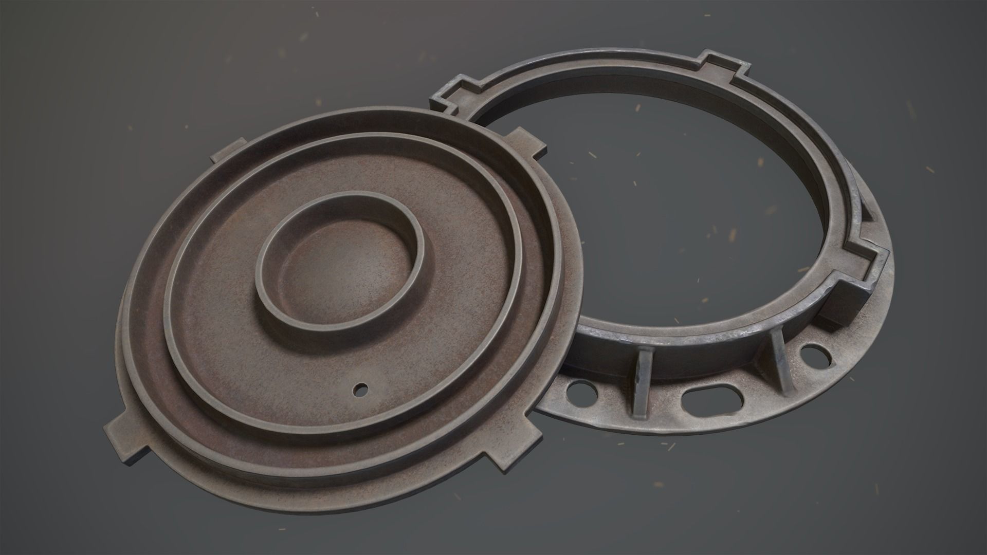 3D model Sewer Hatch Pack 1 LODs Three Texture Options VR / AR / low ...