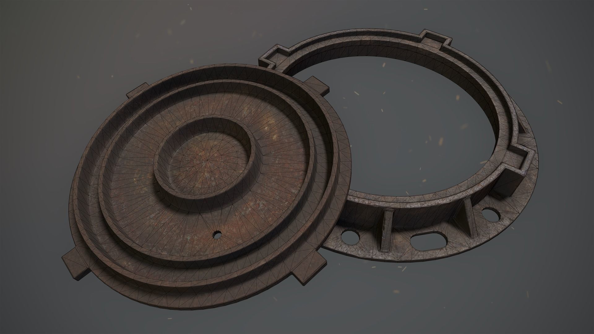 3D model Sewer Hatch Pack 1 LODs Three Texture Options VR / AR / low ...