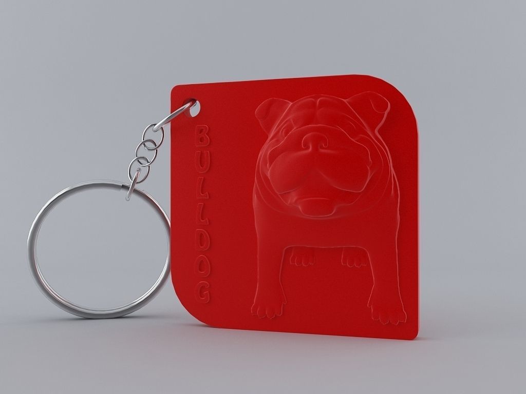 English Bulldog Keychain 3D model 3D printable | CGTrader