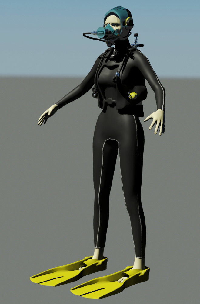3D model Female Scuba diver VR / AR / low-poly | CGTrader