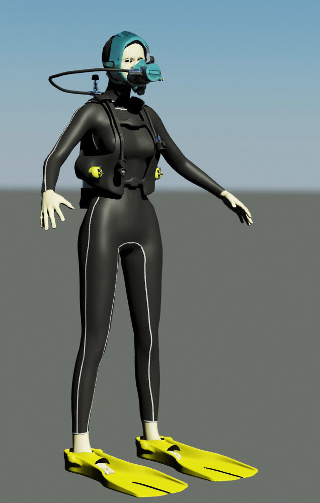 3D model Female Scuba diver VR / AR / low-poly | CGTrader