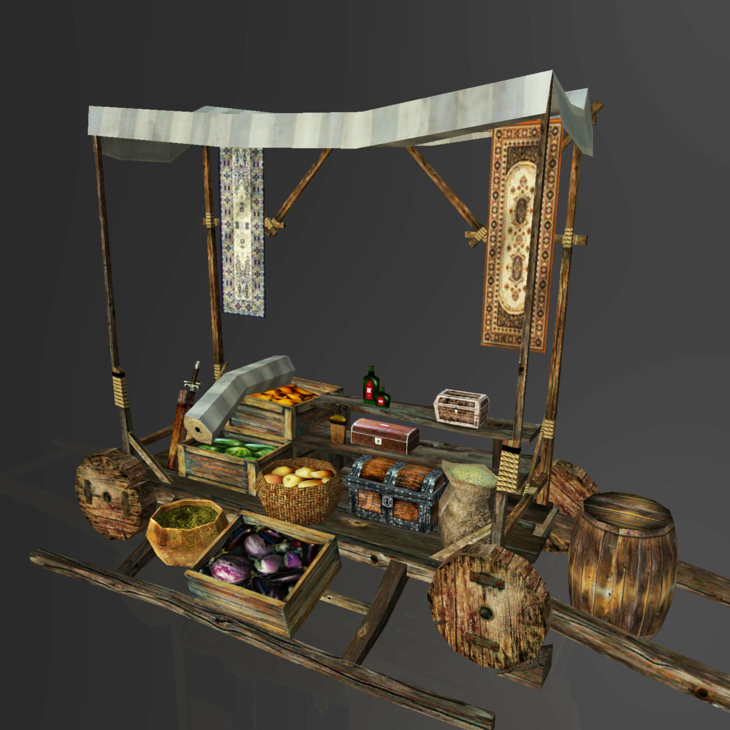 3D model Medieval Foods Vegetable Shop VR / AR / low-poly | CGTrader