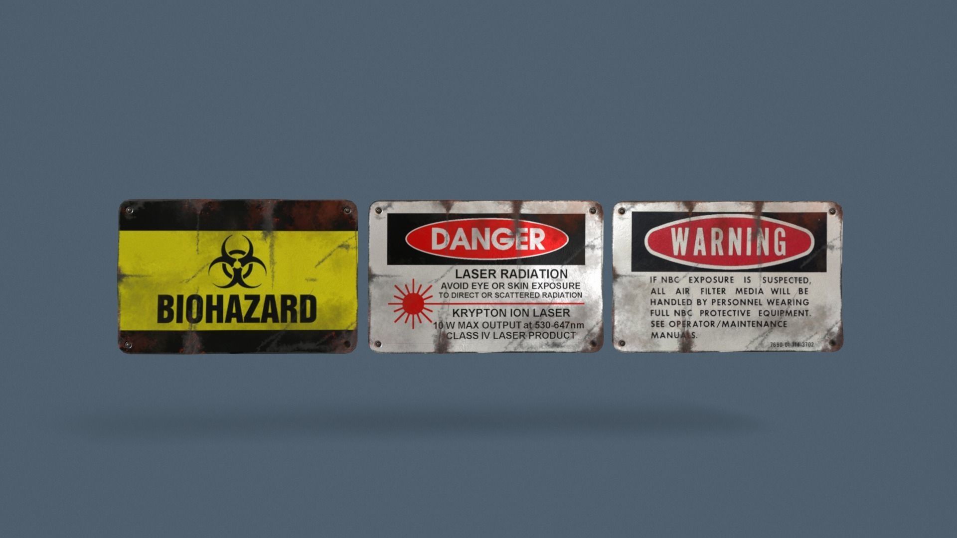 3D model Metal warning signs Common Enviroment Assets VR / AR / low ...