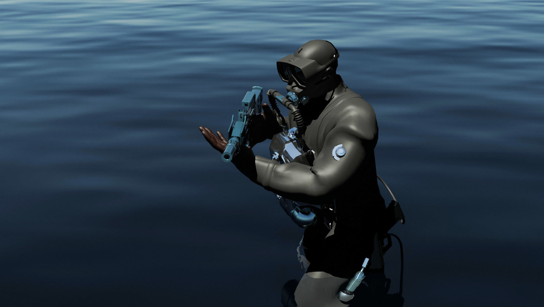 Military frogman 3D model rigged | CGTrader