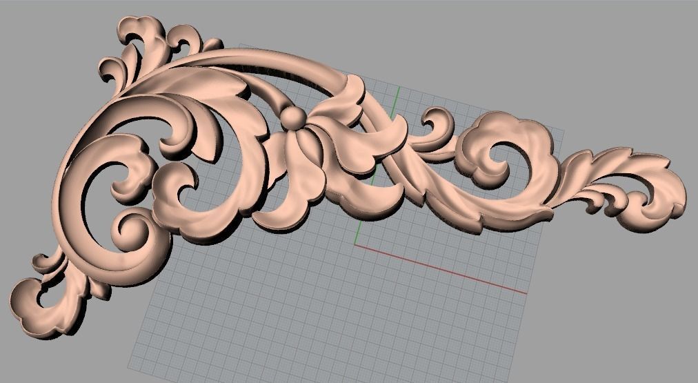 Furniture decorative corner flower 3D STL model for CNC E871 3D model ...