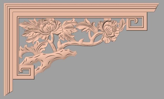 Furniture decorative corner flower 3D STL model for CNC E865 3D model ...
