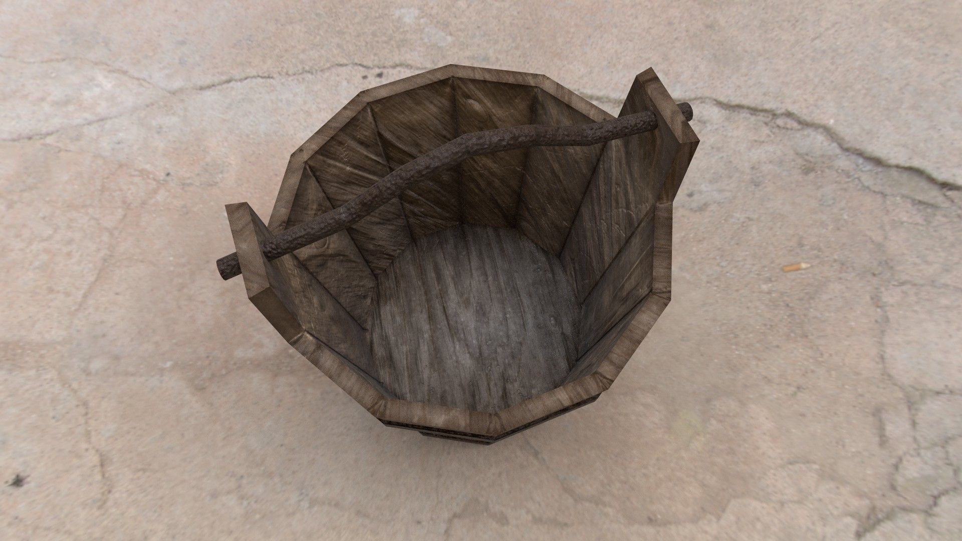 3D model Medieval Wooden Bucket with Metal Handle VR / AR / low-poly ...