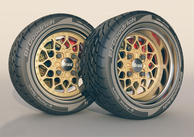 Braid 4RC wheel set - front and rear 3D model | CGTrader