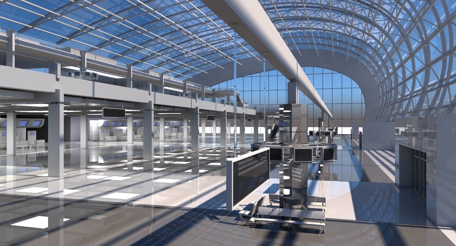 Airport Check in Building Interior 3D model | CGTrader