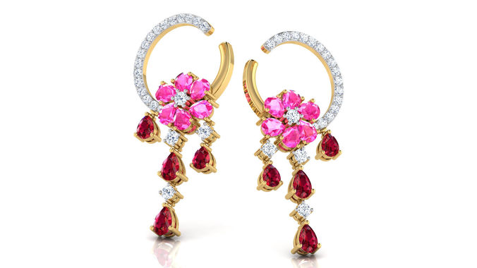 Round Ruby Earring 3D model 3D printable | CGTrader