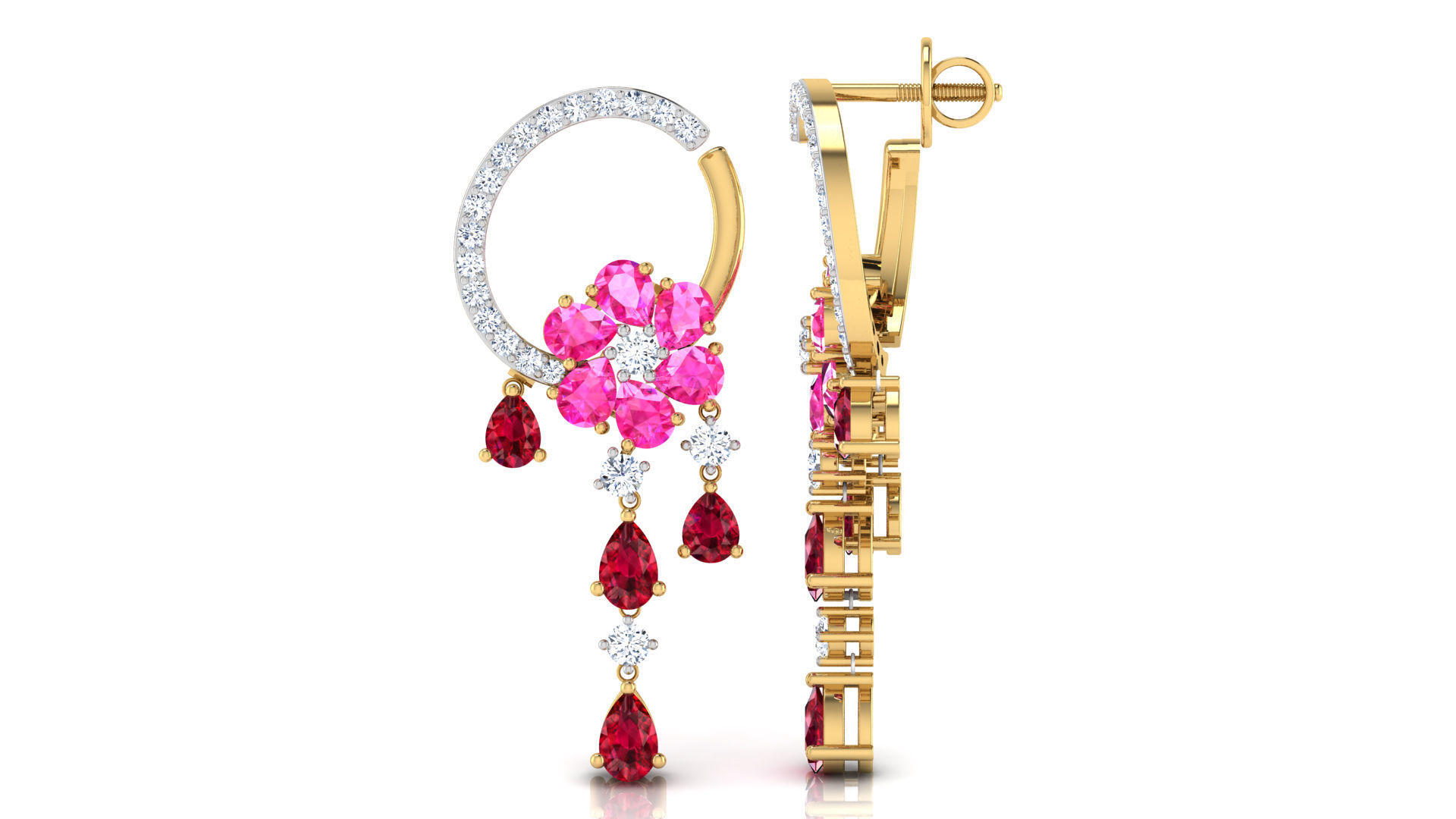 Round Ruby Earring 3D model 3D printable | CGTrader