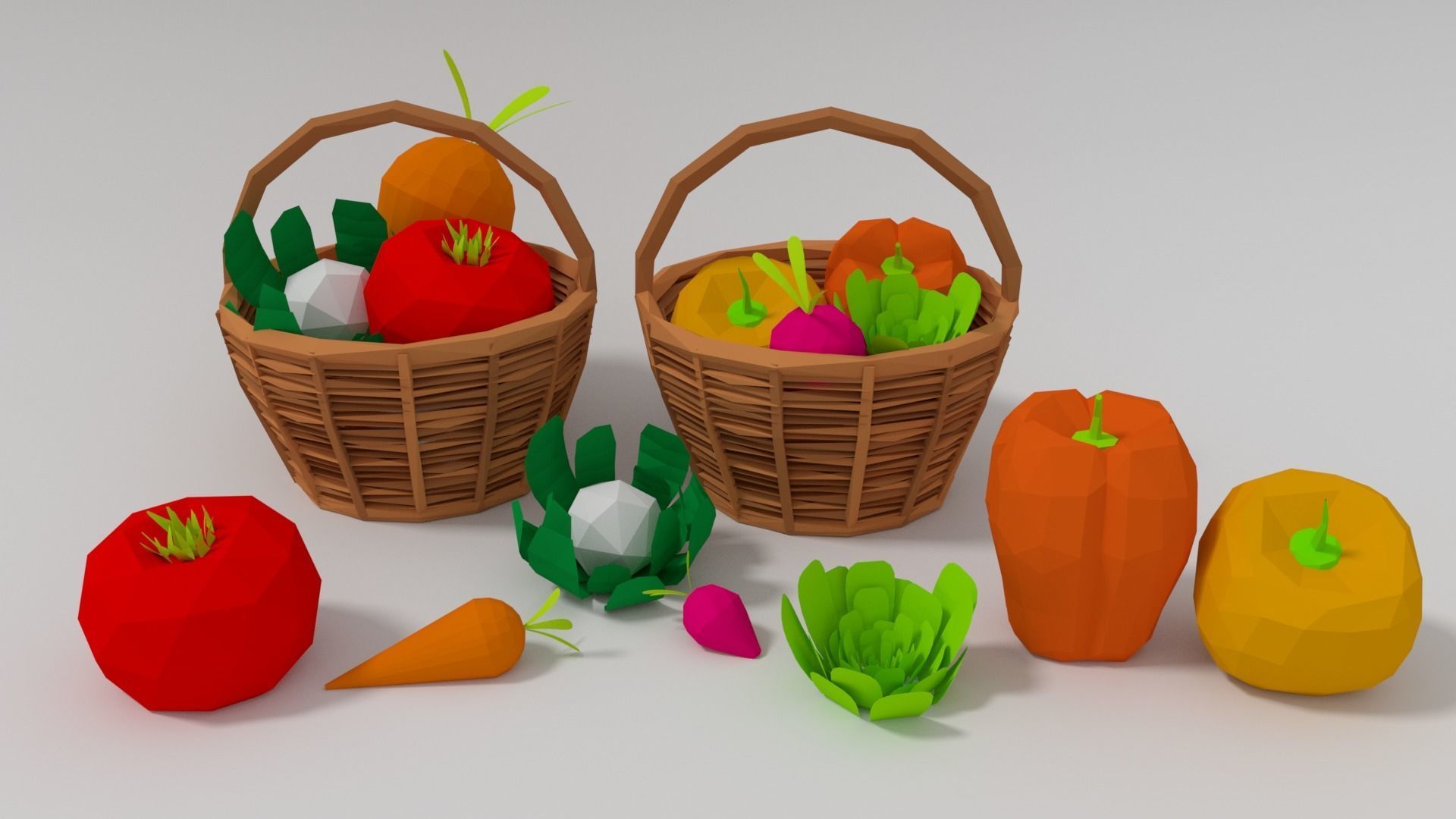 3D model Vegetables with vegetable basket VR / AR / low-poly | CGTrader