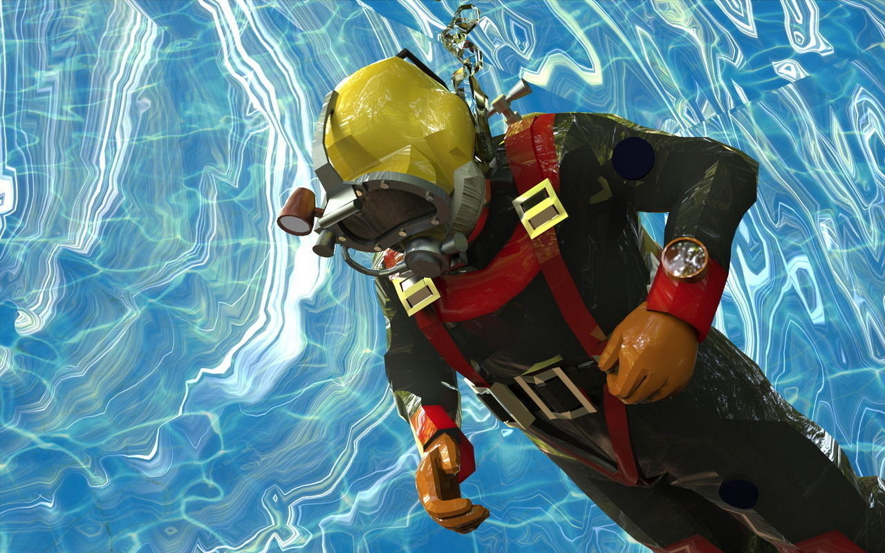 Diver scuba in pool free 3D model | CGTrader