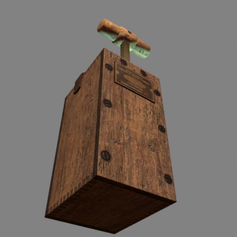 3D model Detonator wooden box with light VR / AR / low-poly rigged ...