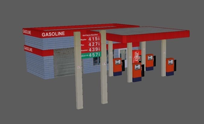 3D model Low Poly Gas Station VR / AR / low-poly | CGTrader