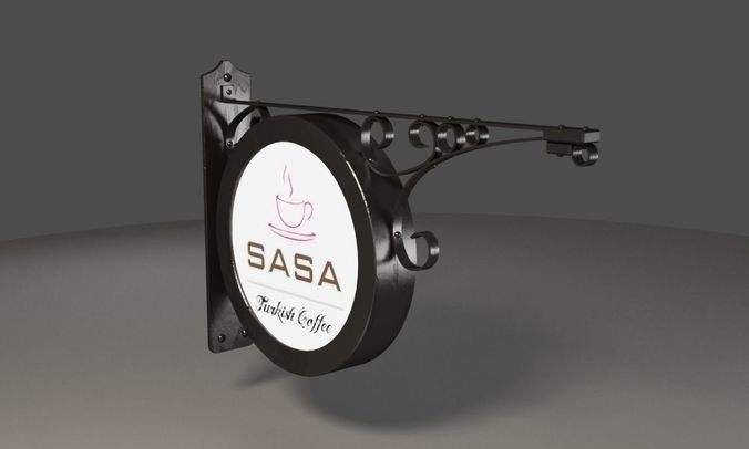 Round illuminated Wrought Iron Sign Board 3D model | CGTrader