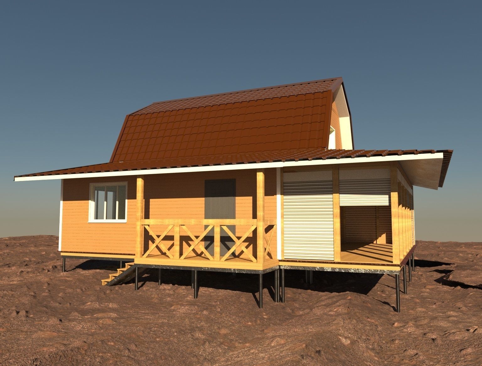 Wooden house on stilts 3D model | CGTrader