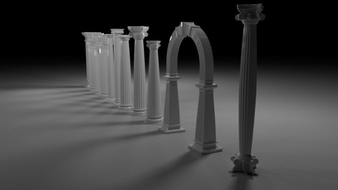 Column columns in row 3D model | CGTrader