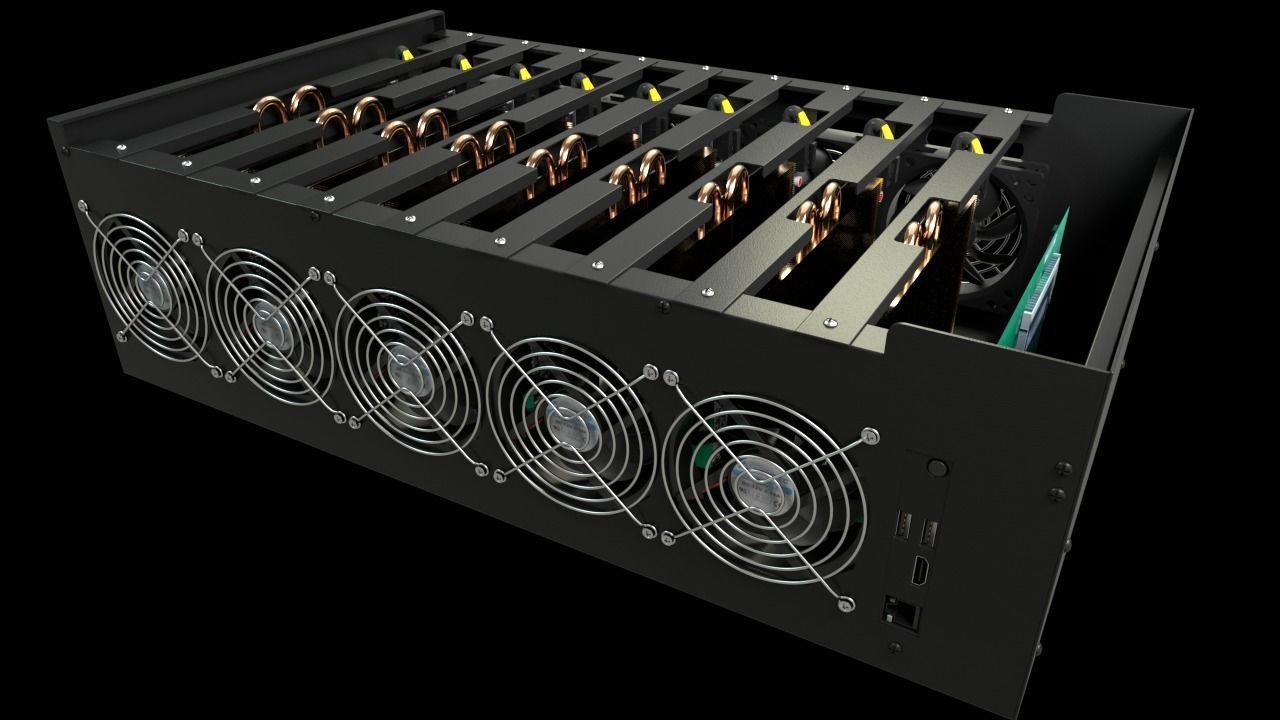 mining case with GPU inside 3D model | CGTrader