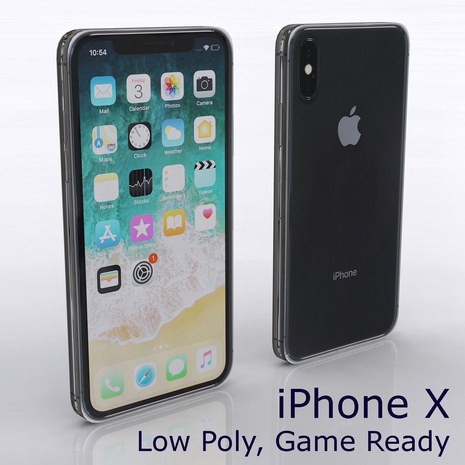 Low Poly Phone X Game Ready 3D model | CGTrader