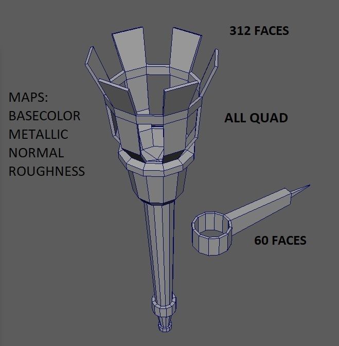 3D model WALL TORCH VR / AR / low-poly | CGTrader
