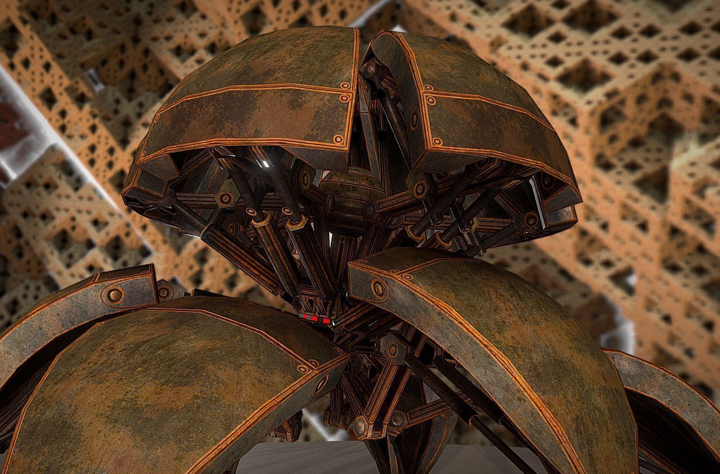 3D model Hydraulic Sphere Bot - Rusty Version VR / AR / low-poly rigged ...