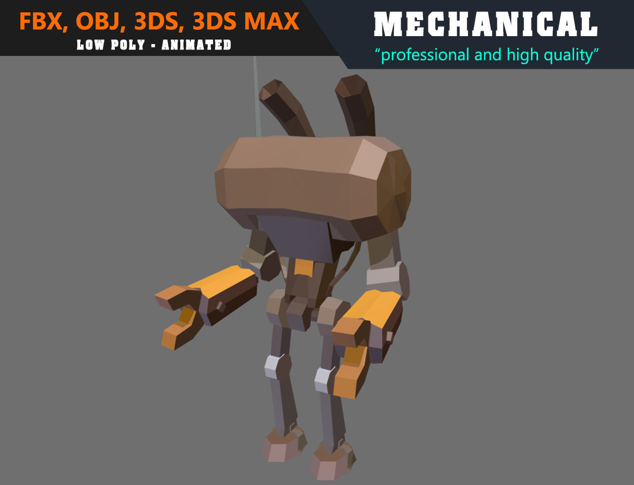 Low Poly Fighter Mech Animated - Game Ready 3D asset