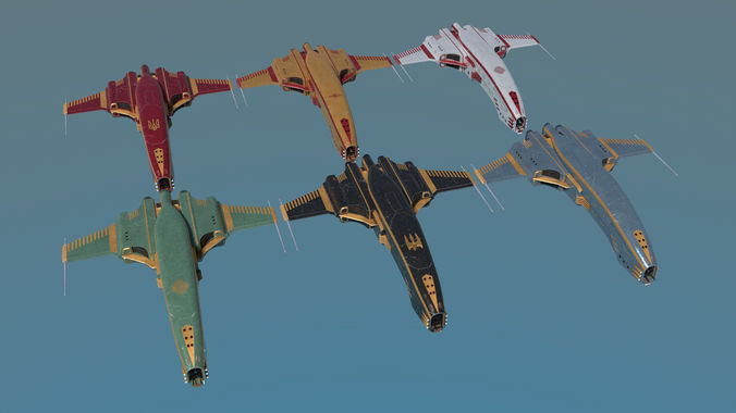 3D model Spaceship Dagger Type 1 Merged Pack 1 VR / AR / low-poly ...