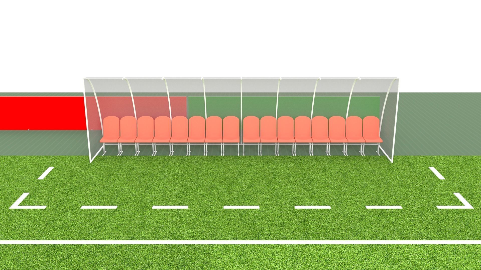 3D model Soccer football field markup gates bench chairs billboard VR ...