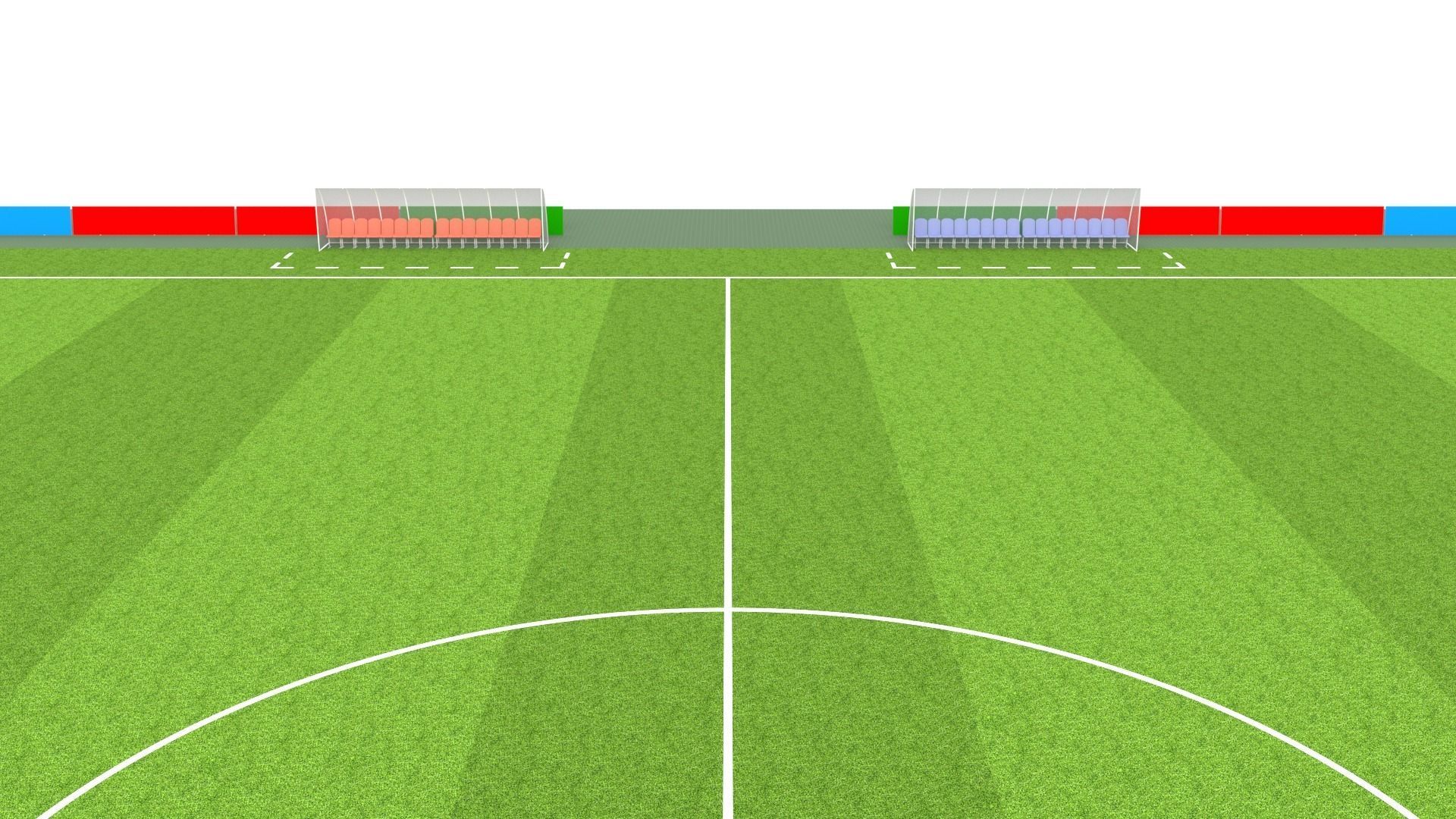 3D model Soccer football field markup gates bench chairs billboard VR ...