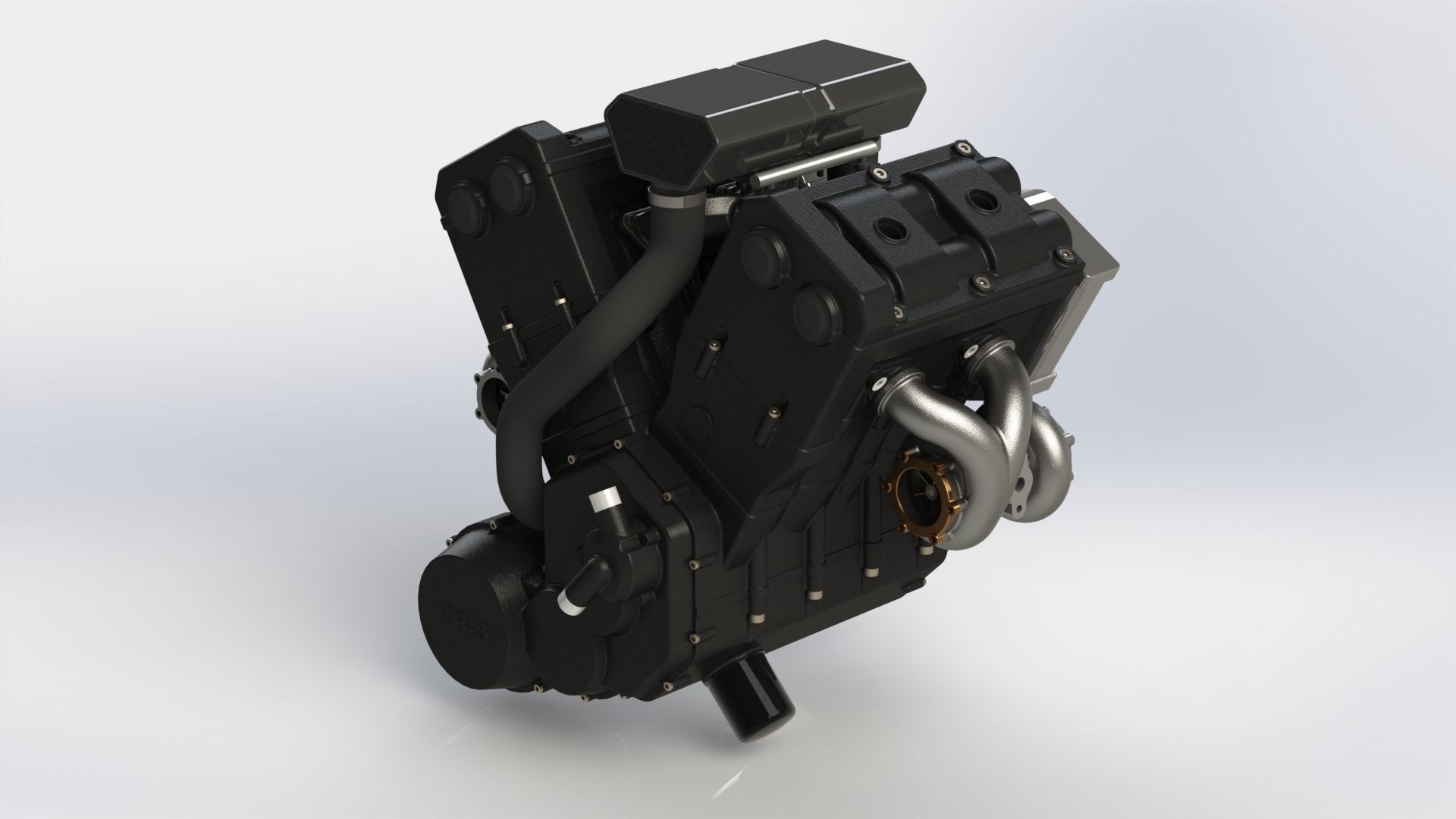 Engine V4 Biturbo 3D model rigged | CGTrader