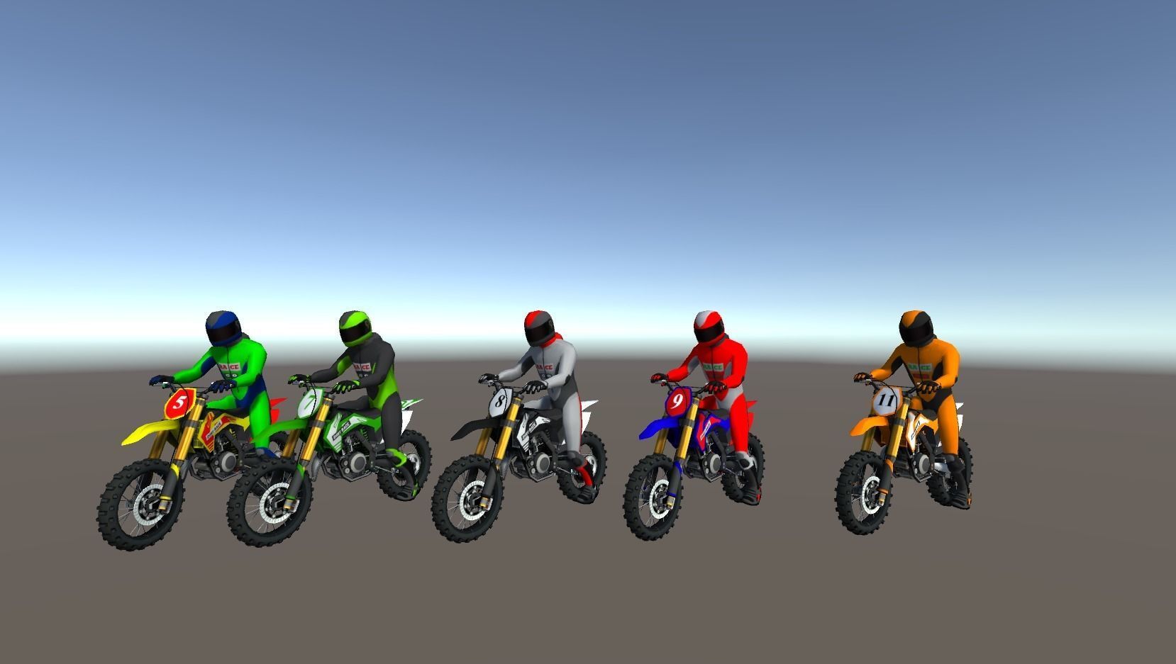 3D model 5 Low Poly Dirt Bike With Rider VR / AR / low-poly rigged ...