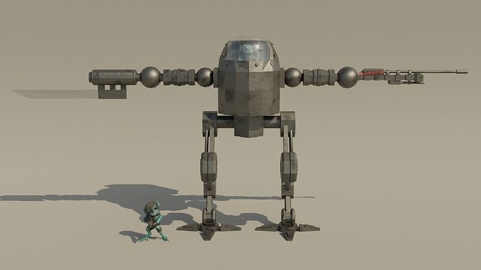 3D model Alien Mech Suit and Alien Soldier VR / AR / low-poly rigged ...
