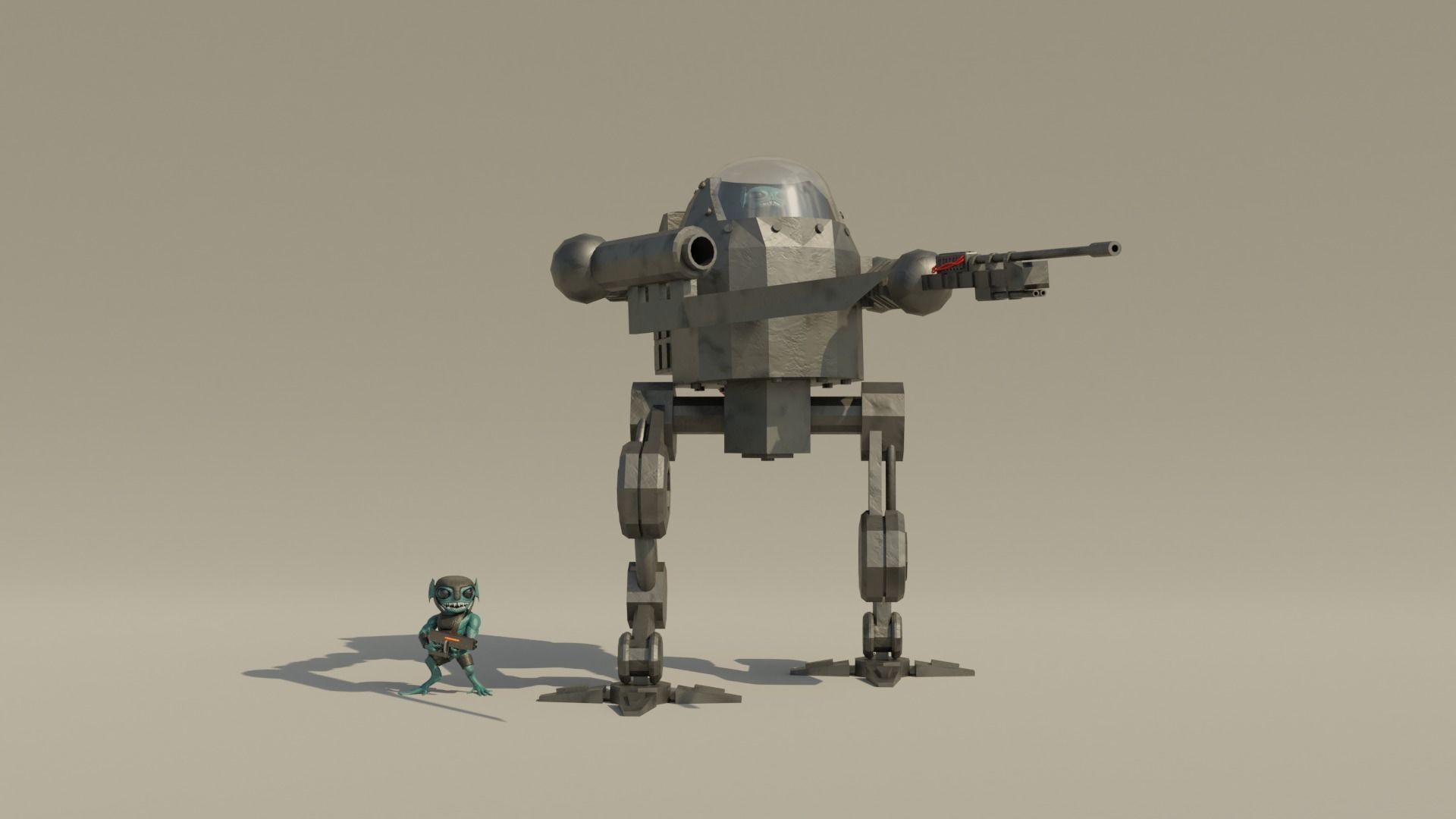 3D model Alien Mech Suit and Alien Soldier VR / AR / low-poly rigged ...