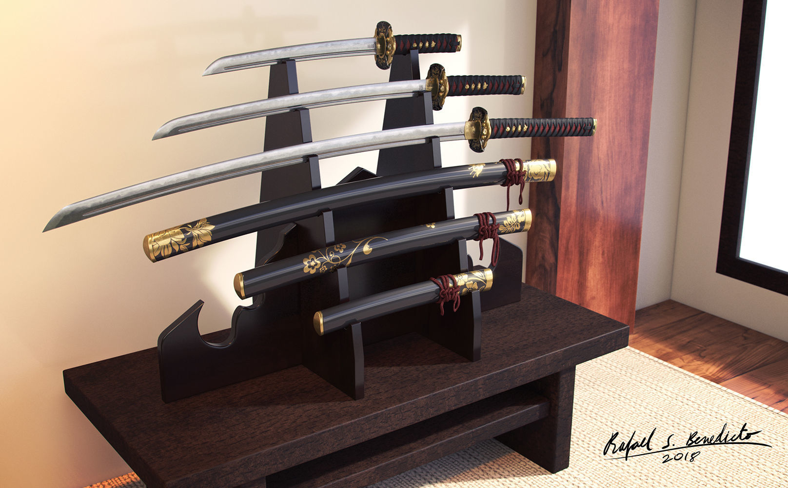 Complete Samurai Weapon Set 3D model | CGTrader