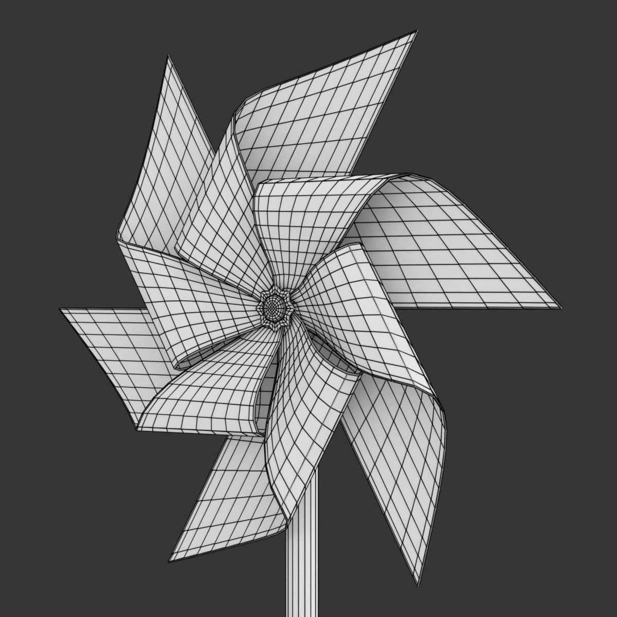 Pinwheel three colorful pinwheels on wooden stick 3D model | CGTrader