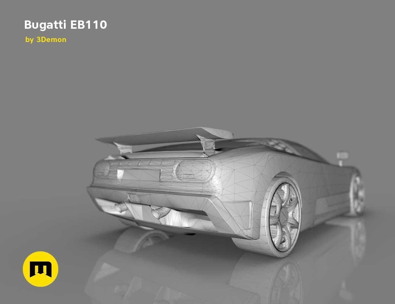 The mid-engine sport car - Bugatti EB110 3D model 3D printable | CGTrader