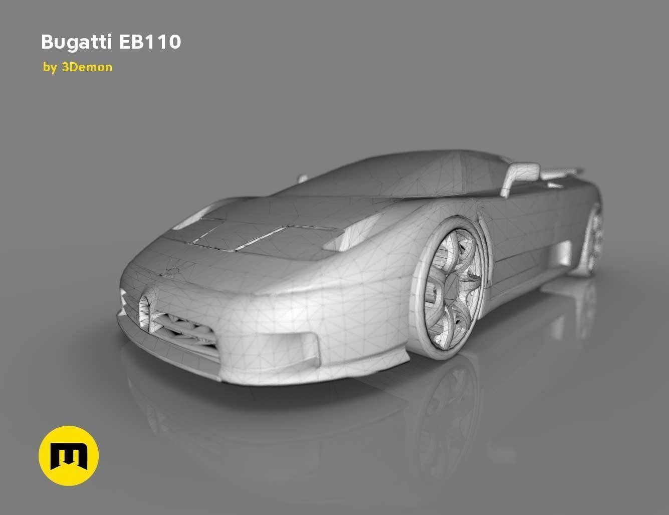 The mid-engine sport car - Bugatti EB110 3D model 3D printable | CGTrader