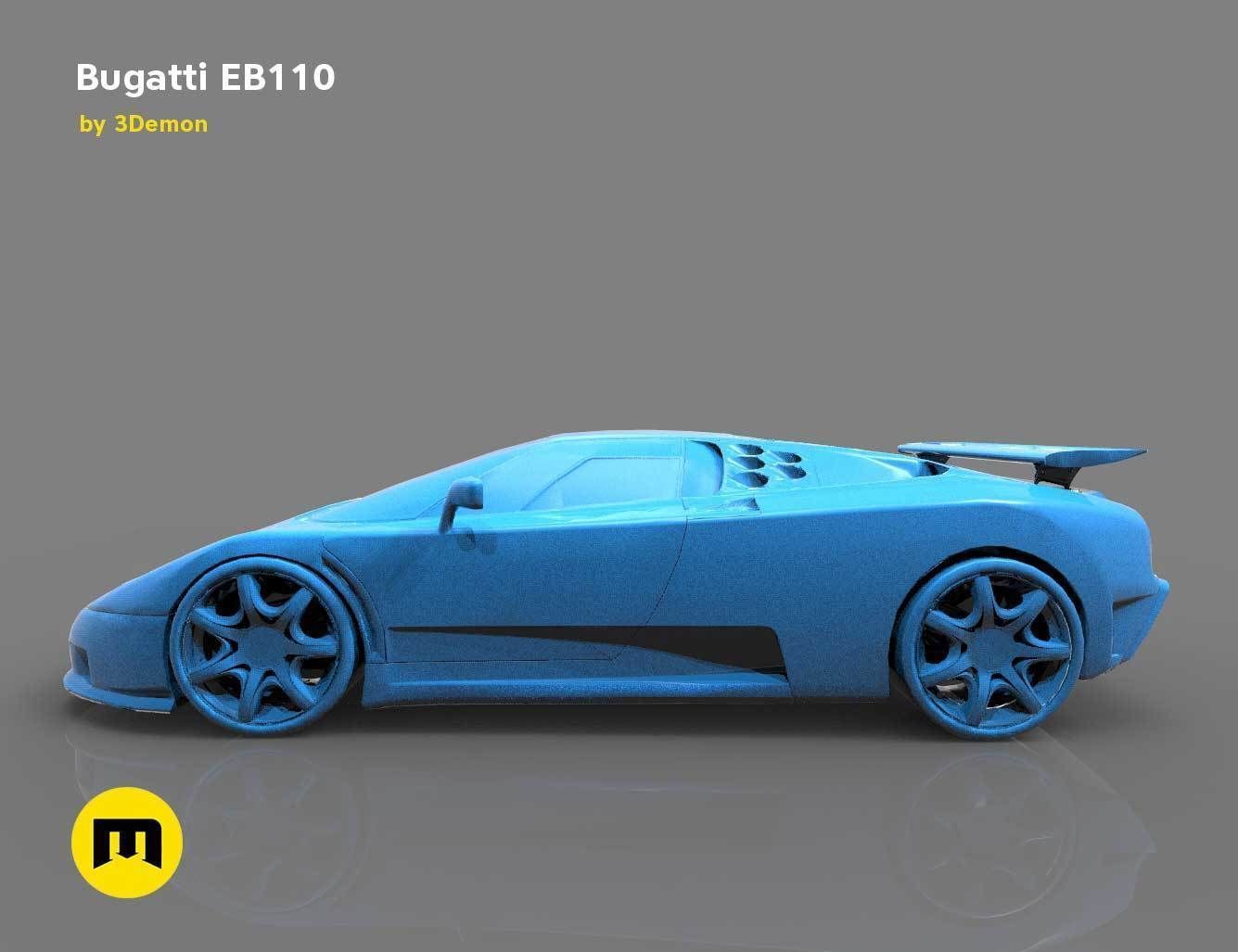 The mid-engine sport car - Bugatti EB110 3D model 3D printable | CGTrader