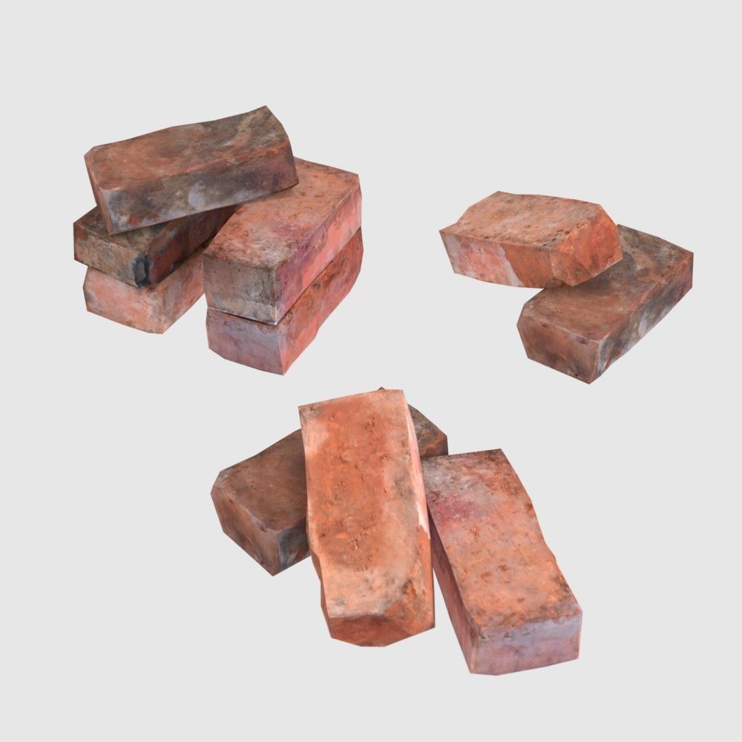 3D model Red Bricks Pack Low-poly and Photoscanned VR / AR / low-poly ...