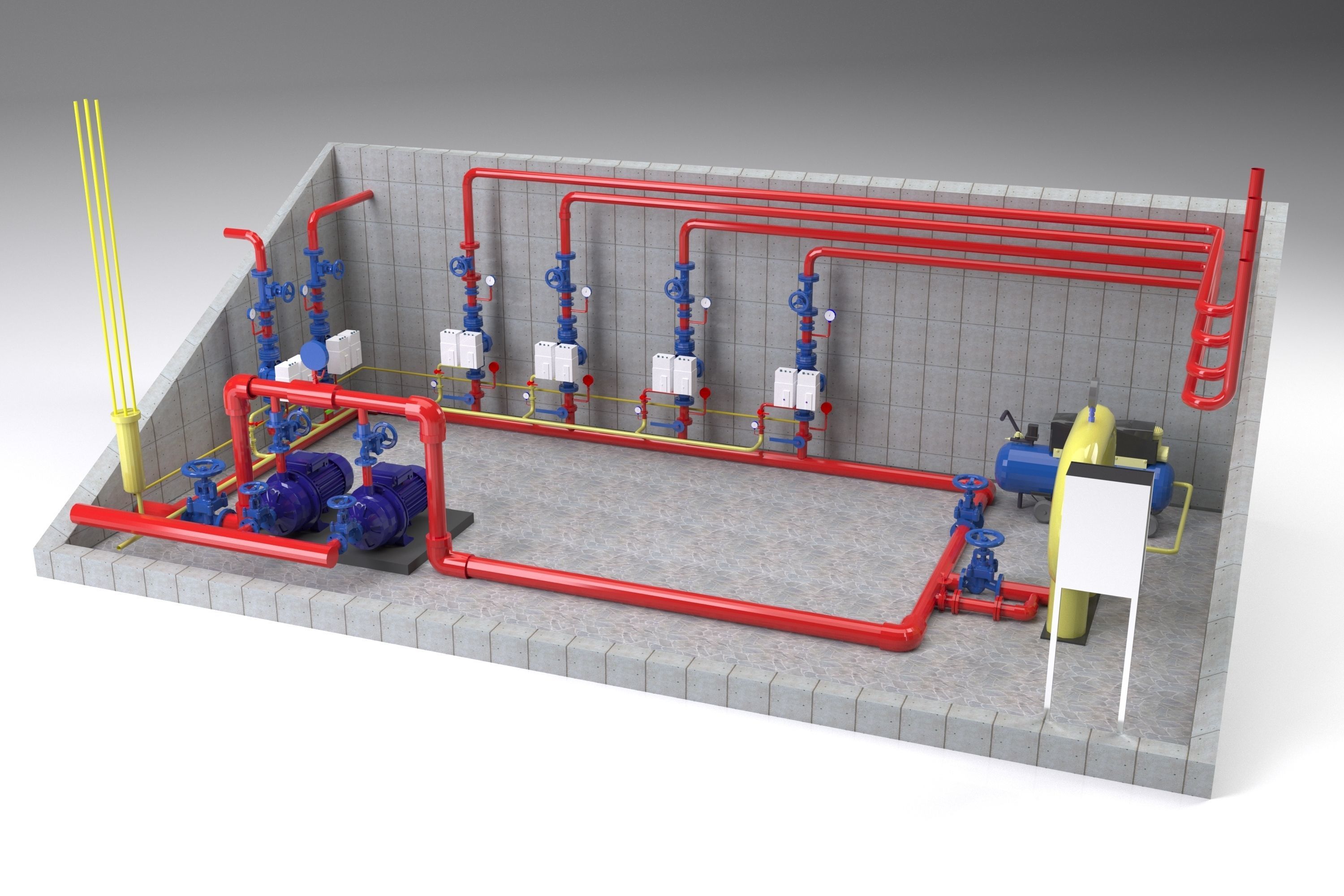 Fire-fighting pumping station 3D model | CGTrader