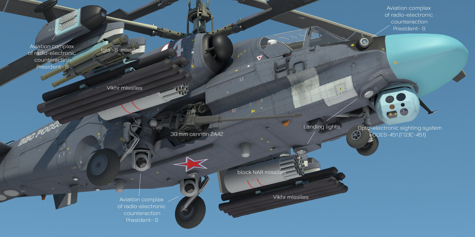 3D model Russian attack helicopter Kamov Ka-52 Hokum B Alligator 3D ...