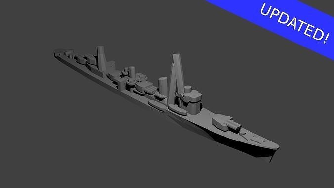 Japanese Asashio Class Destroyer Warship 3D model 3D printable | CGTrader