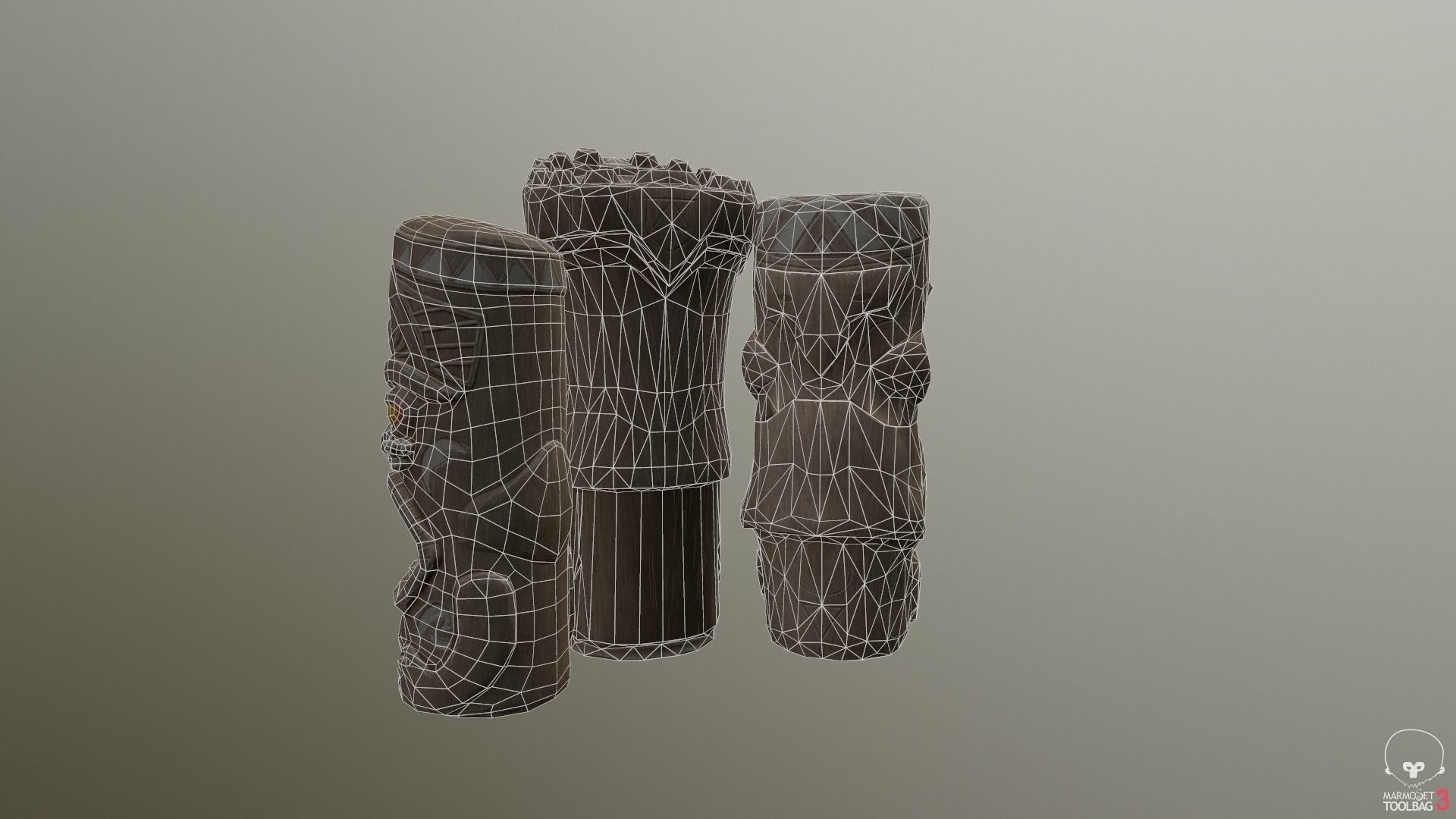 3D model Hawaiian Tiki Statues 3 Piece Set VR / AR / low-poly | CGTrader