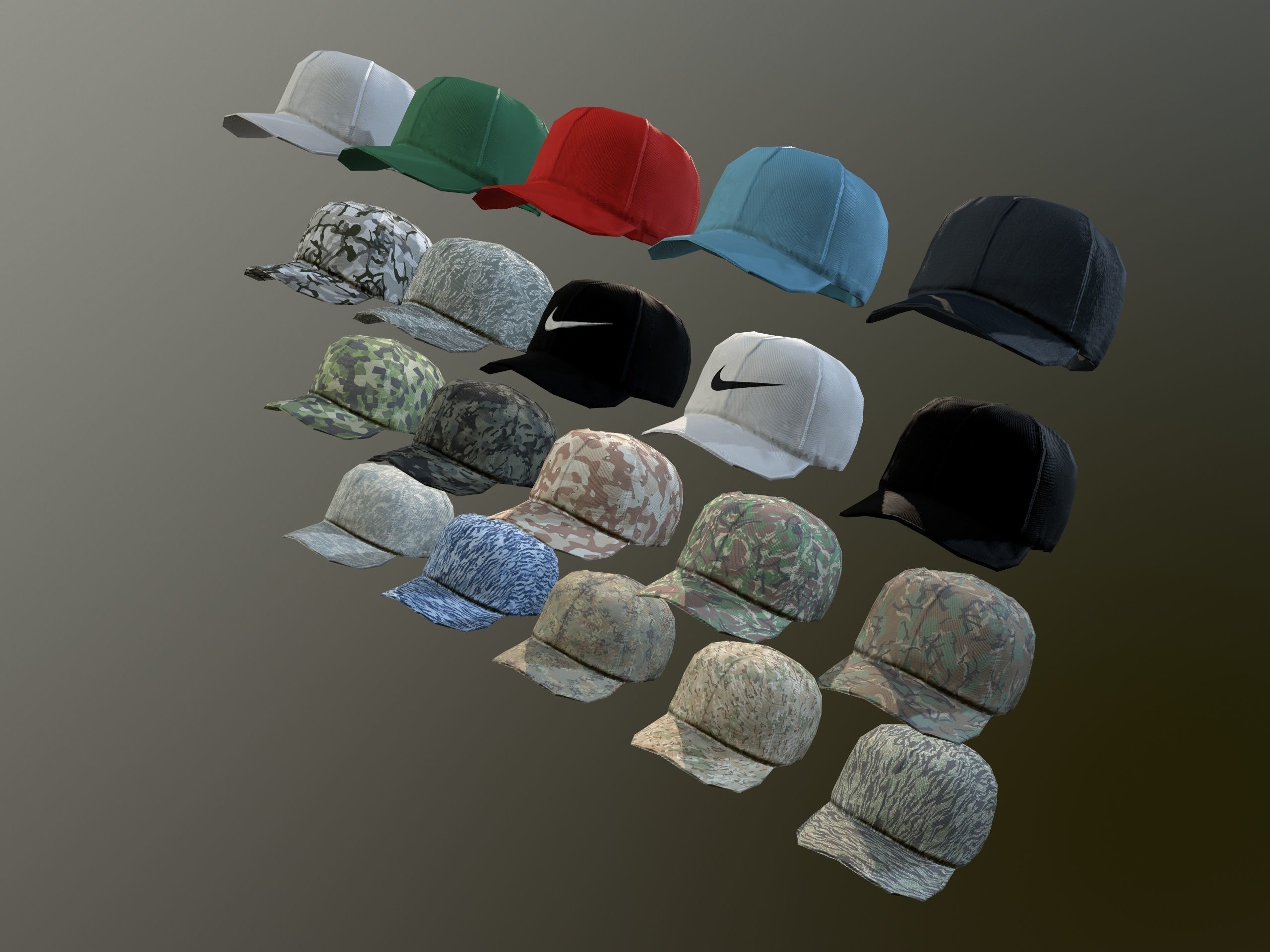 3D model Caps Pack 1 VR / AR / low-poly | CGTrader