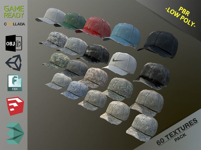 3D model Caps Pack 1 VR / AR / low-poly | CGTrader
