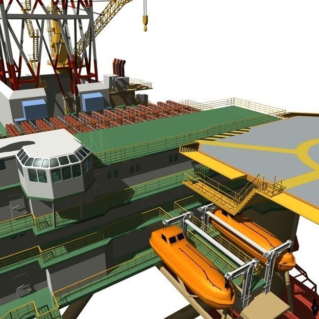 Semi Submersible Drilling Rig 3D model | CGTrader