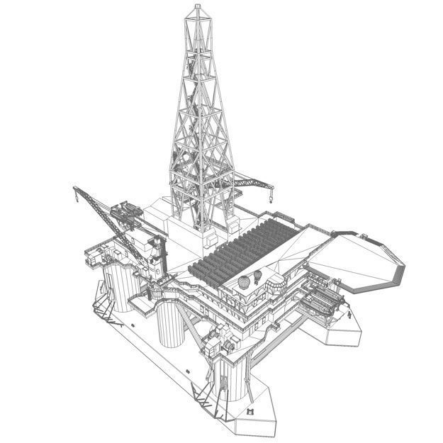 Semi Submersible Drilling Rig 3D model | CGTrader