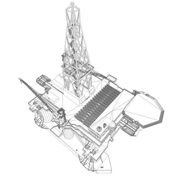 Semi Submersible Drilling Rig 3D model | CGTrader
