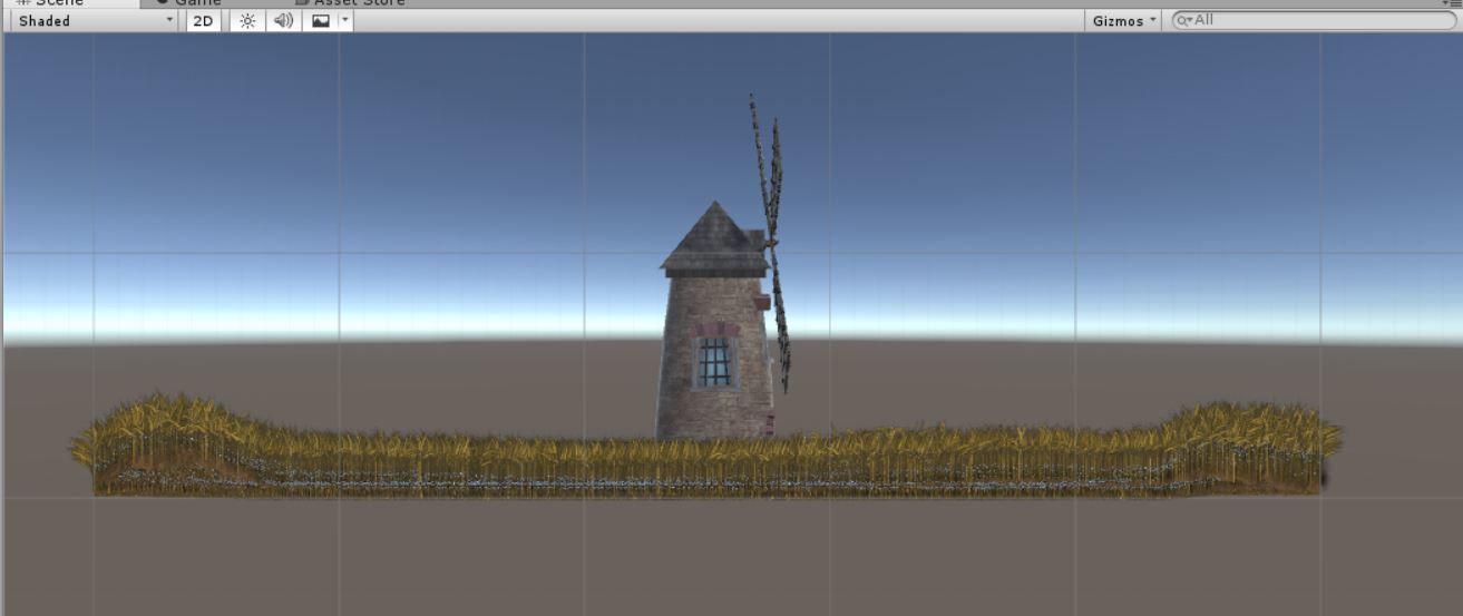 3D model Wheat field and wind mill unity model VR / AR / low-poly ...